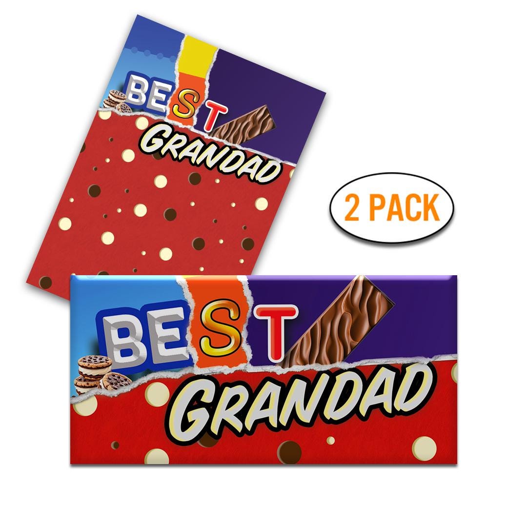 2 X BEST GRANDAD Chocolate Bar Wrapper. Funny Rude Joke Gift. Christmas ...