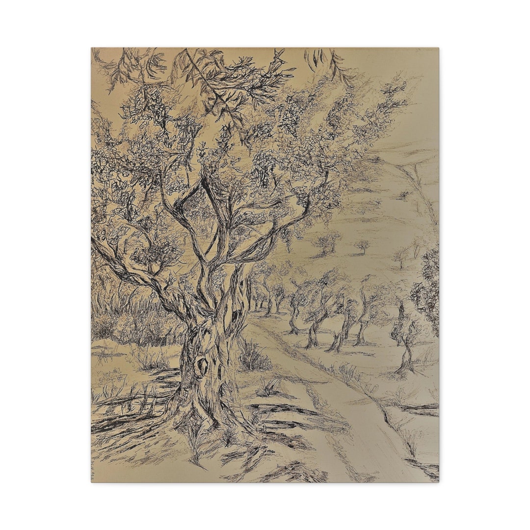 Delicate Olive Tree Painting Israeli Landscape Print. - Etsy