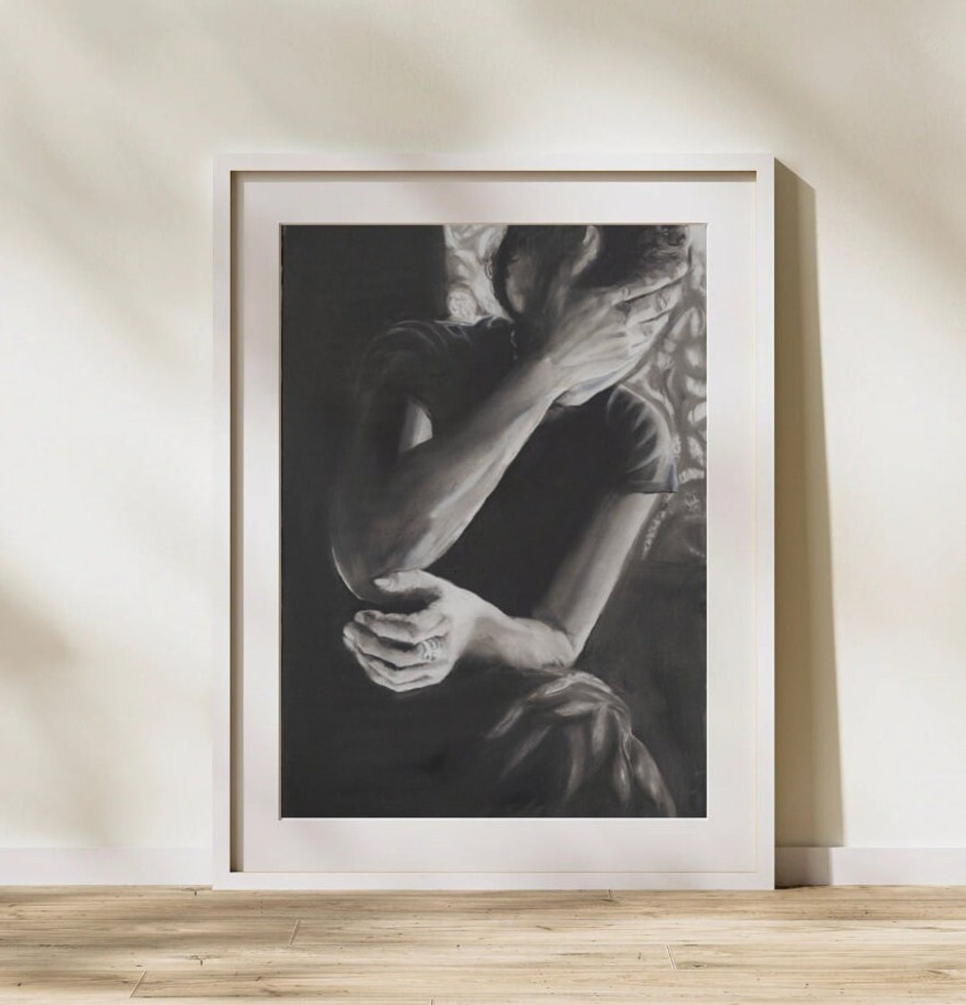 Unique Oil Painting of Sadness and Light: Woman's Hands by - Etsy
