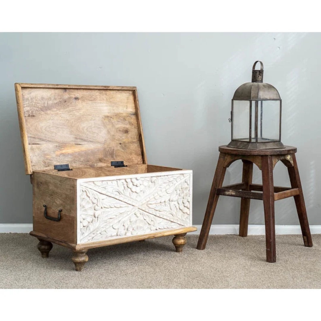 Hand Carved Storage Trunk Chest Box Indian Storage Carving - Etsy