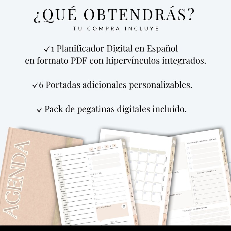 Planificador Digital En Español, Agenda En Español Diseño Minimalista ...