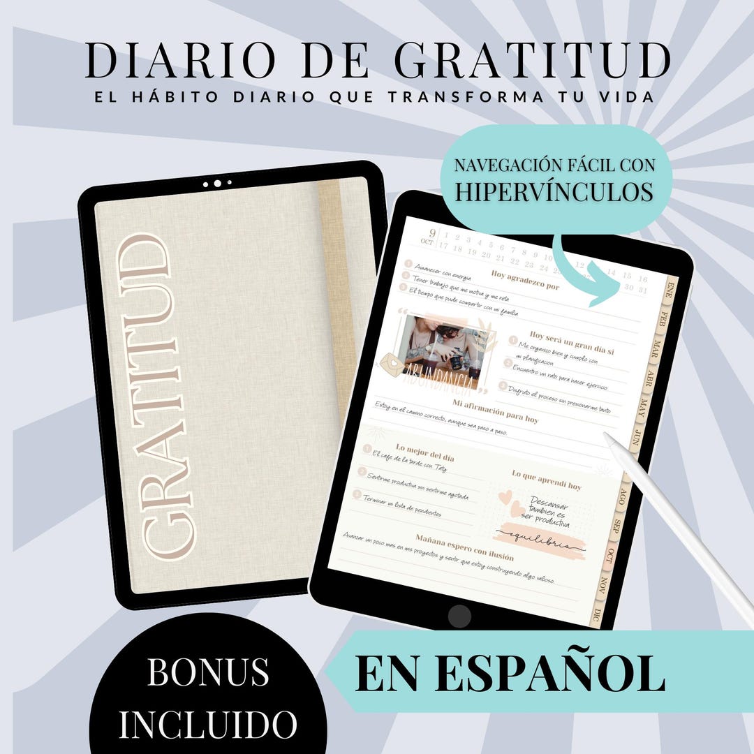 Spanish Gratitude Journal | Digital Gratitude Journal | 5-minute ...