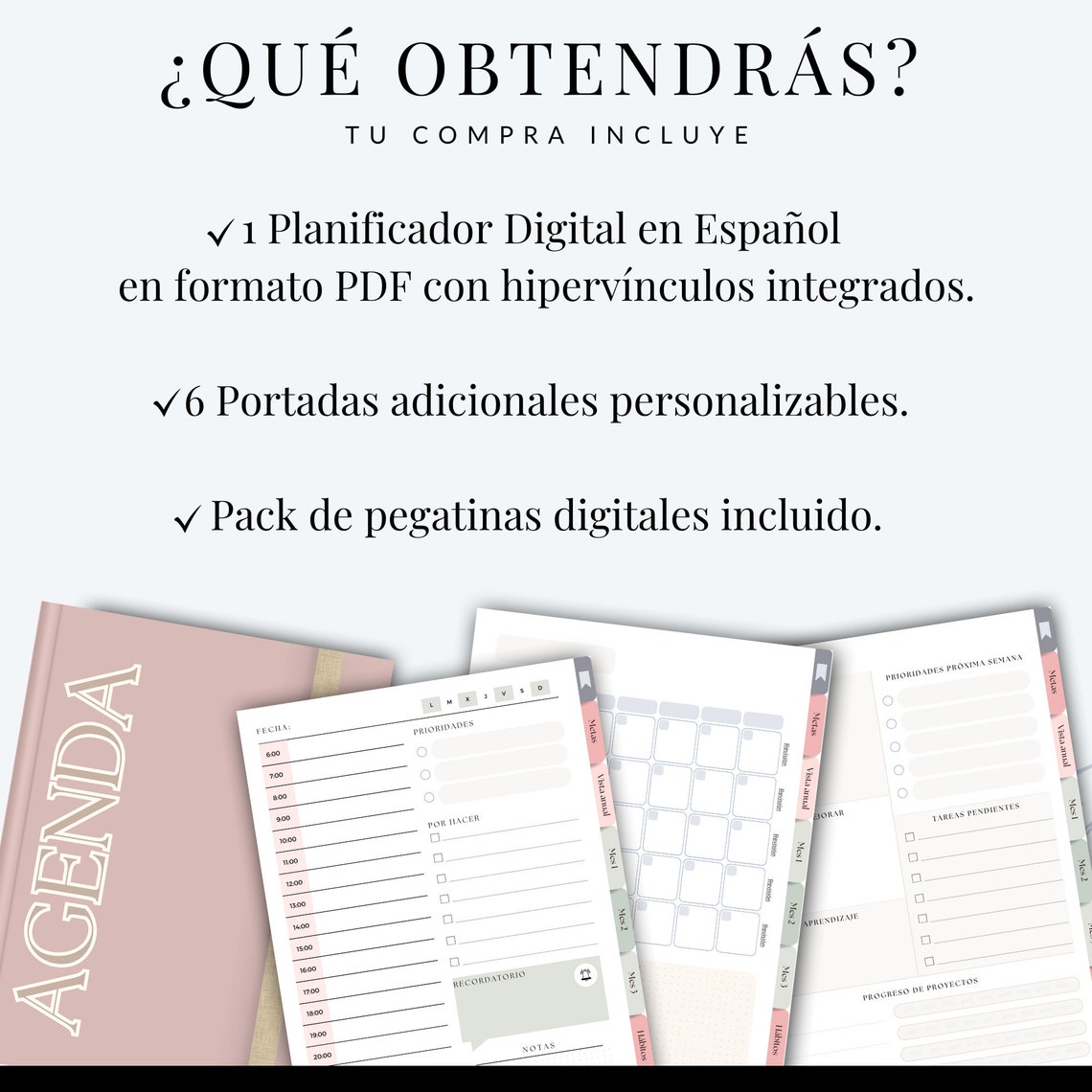 Spanish Digital Productivity Planner | Undated Trimestral Agenda ...
