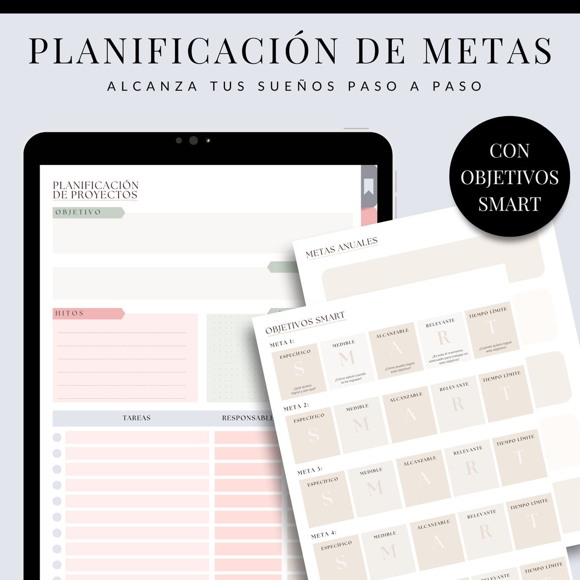 Planificador Digital en Español, Agenda en Español diseño minimalista ...