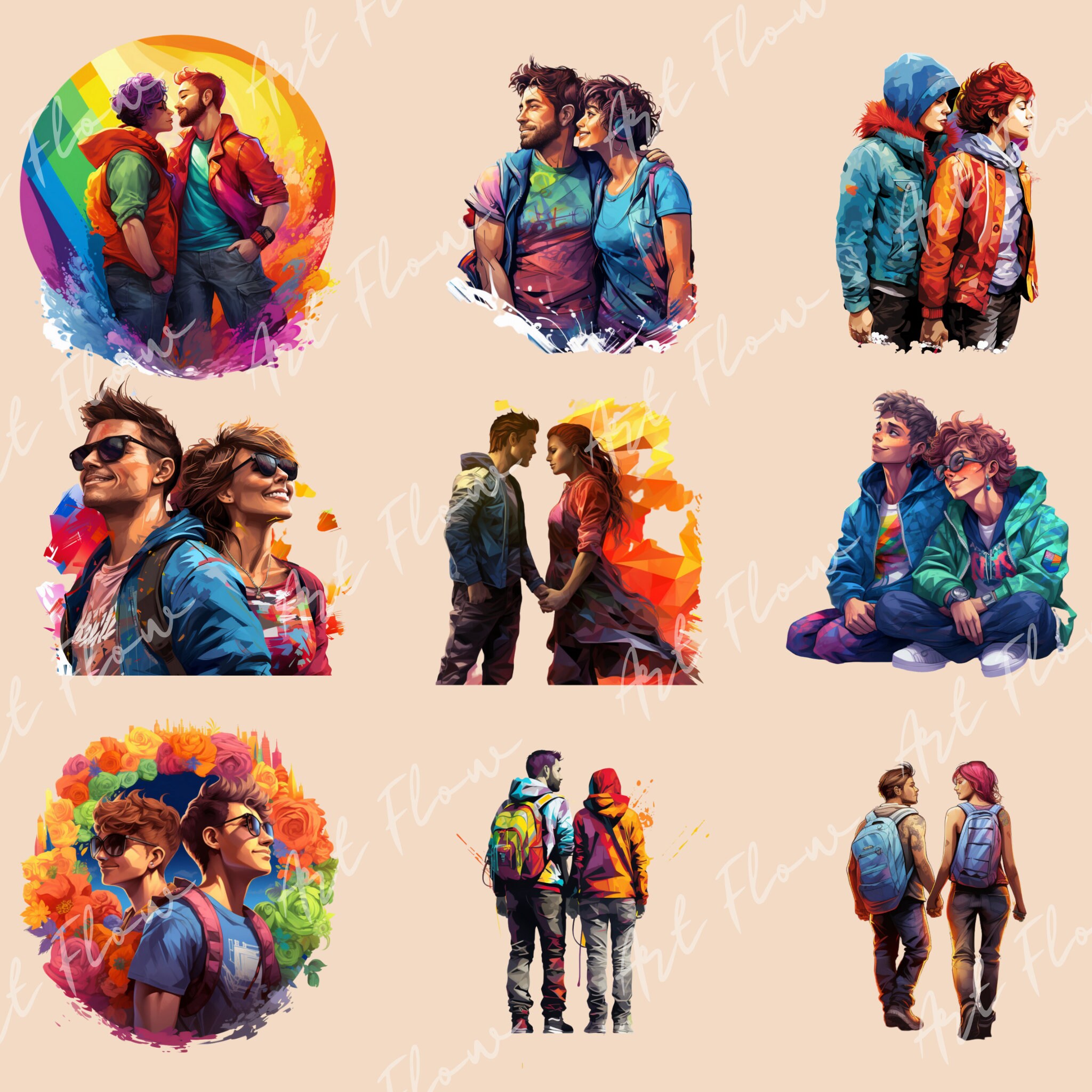 26 PNG Watercolor LGBTQ Pride Clipart Bundle, LGBT Pride Month Files ...