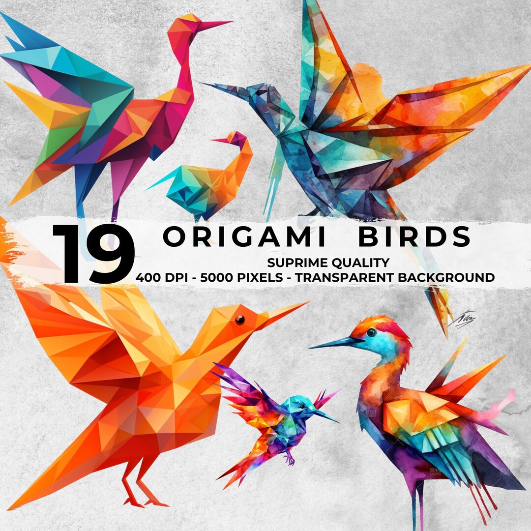 Birds Origami Clipart Png Set, Origami Watercolor, Birds Clipart, Paper ...