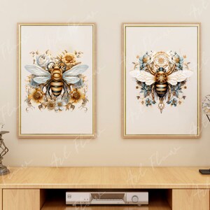 Watercolor Bee Clipart, Bumble Bee Clipart, Floral Bee Watercolor Clip ...