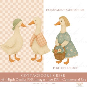 Cottagecore Geese Clipart PNG, Cute Goose Graphics Transparent, Spring ...