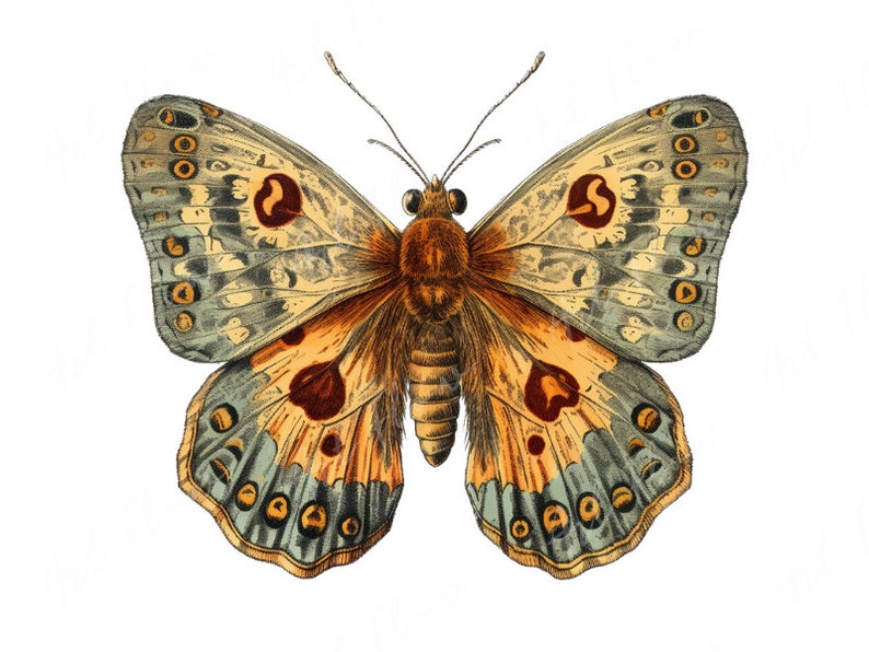 Vintage Moth Clipart, Digital Moth Illustrations in Png Clip Art Format ...