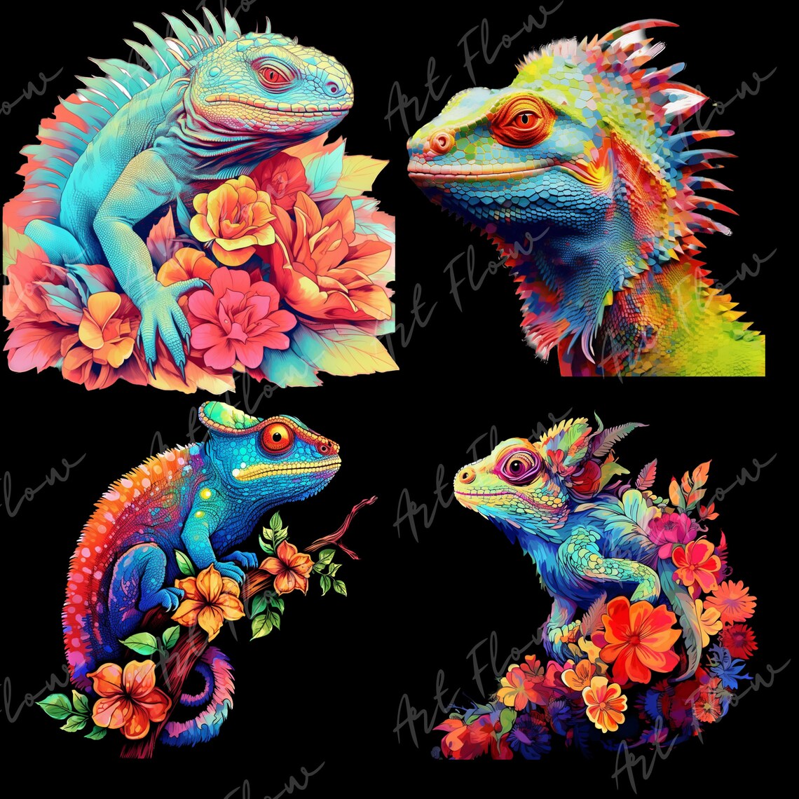 Chameleon Watercolor Clipart Bundle Chameleon Clipart - Etsy