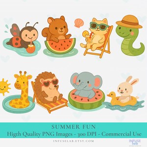 Summer Beach Party Cute Animals Clipart, Pool Party Clip Art ...