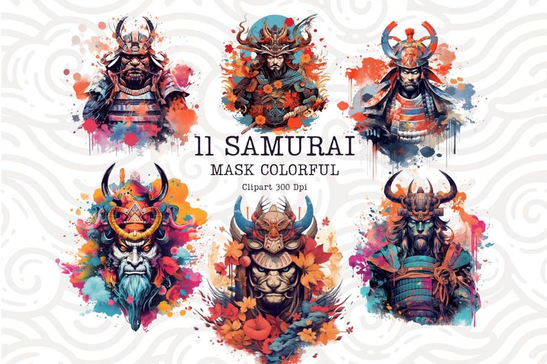 Samurai Mask Ronon Katanat, Japanese Mask Clipart, Oni Kitsune, Samurai ...