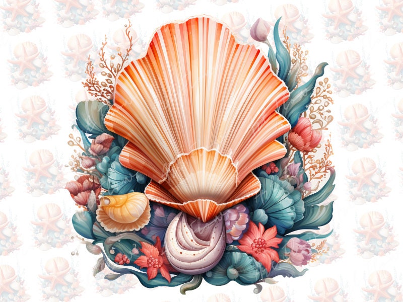 Mermaid Watercolor Clipart, Shell Clipart, Magical Png, Mermaid Quotes ...