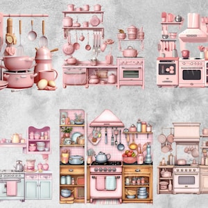 Kitchen Clipart Bundle, Watercolor PNG/JPG, Transparent Background, DIY ...