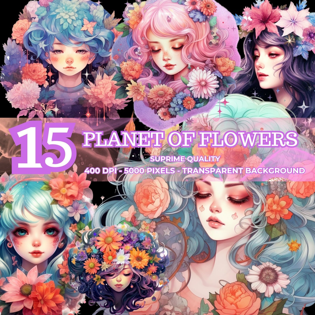 Watercolor Woman Clipart Bundleflower Facesbeautiful Girl - Etsy
