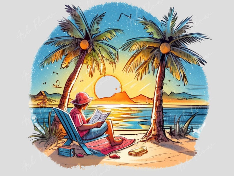 Reading Beach Clipart, Summer Reading Clipart, L Love Books Clipart ...