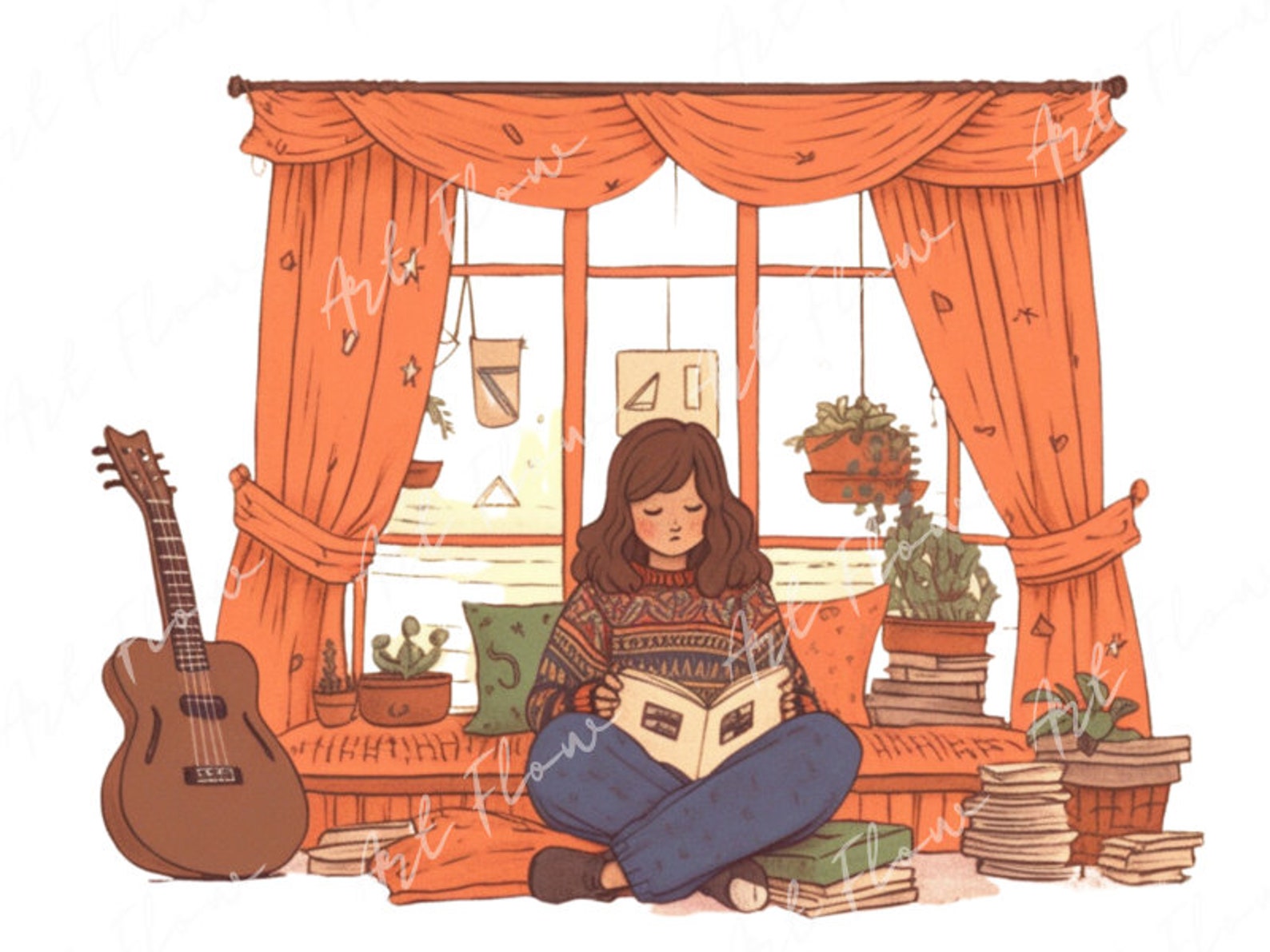 Book Shelves Clipart, Books Clipart, Book Lover, Cozy Graphics ...