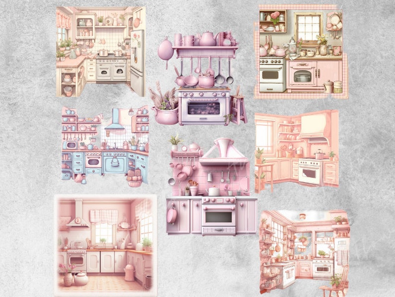 Kitchen Clipart Bundle, Watercolor PNG/JPG, Transparent Background, DIY ...
