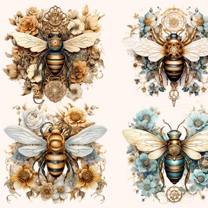 Watercolor Bee Clipart, Bumble Bee Clipart, Floral Bee Watercolor Clip ...