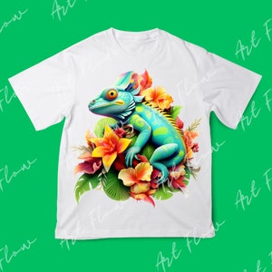 Colorful Chameleons Clipart Png Set Digital Download for Card Making ...