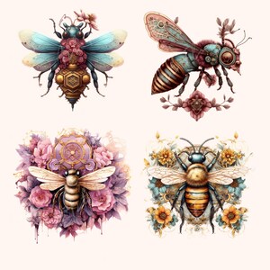 Watercolor Bee Clipart, Bumble Bee Clipart, Floral Bee Watercolor Clip ...