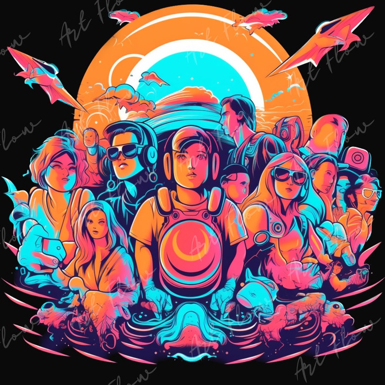 Psychedelic Pool Party Clipart Bundle, Psychedelic Modern Society, Rave ...