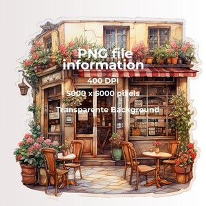 Watercolor Coffee Shop Clipart, Cute Coffee Shop, Coffee Clipart, Cafe ...