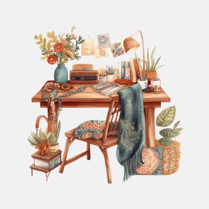 Watercolor Boho, Cozy House PNG Clipart, Boho Clipart, Rustic Cozy ...