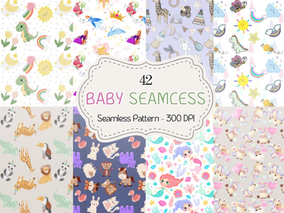 Cute Baby Seamless Pattern Set Pastel Colors, Pastel Baby Papers ...