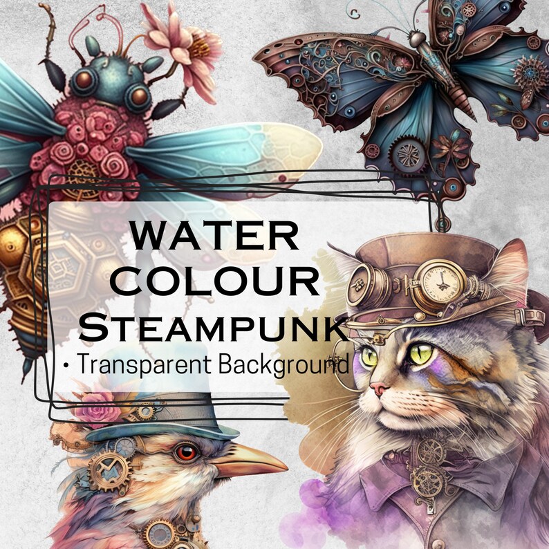 Steampunk Ephemera Romantic Steampunk Clipart Watercolor - Etsy