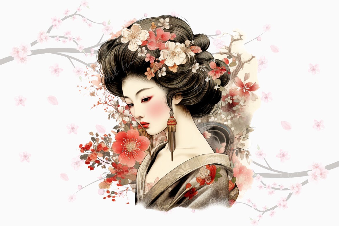 Geisha Realistic Clipart, Japanese Inspired, Geisha Png, Japanese Png ...