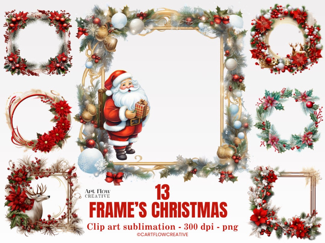 Christmas Border Frames Png Set, Christmas Border PNG, Winter Border ...