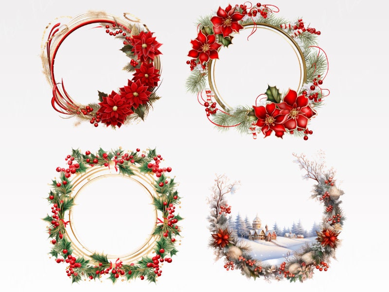 Christmas Border Frames Png Set, Christmas Border PNG, Winter Border ...
