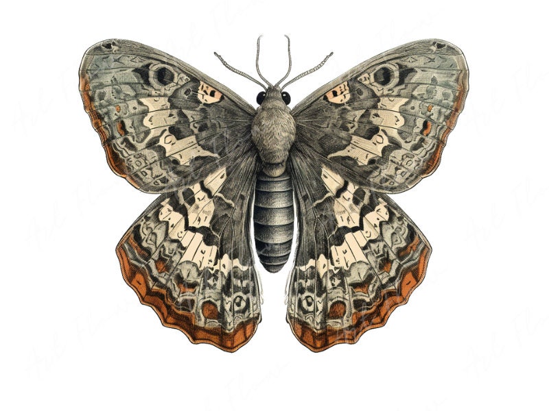 Moth Butterfly Vintage Clipart Png Set, Butterfly Graphic, Butterfly ...