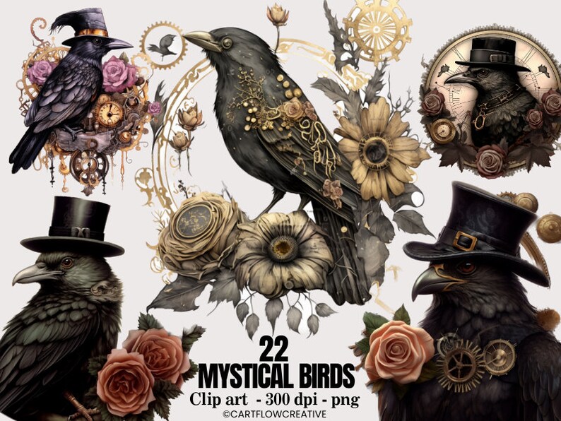 Mystical Crow and Raven Designs Png Set - Transparent Background ...