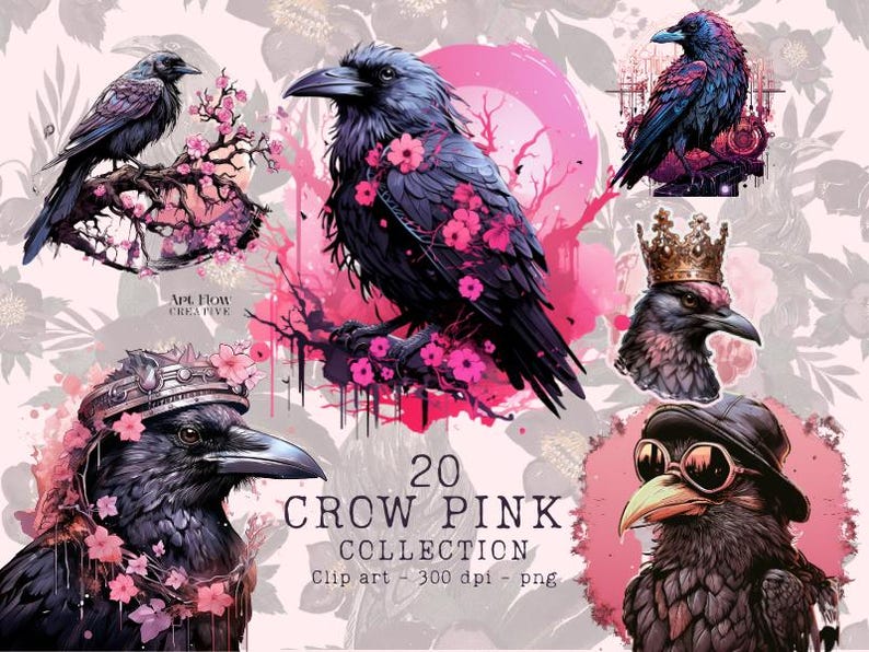 Raven and Crow Designs Bundle PNG Digital for Laser Engraving or Print ...