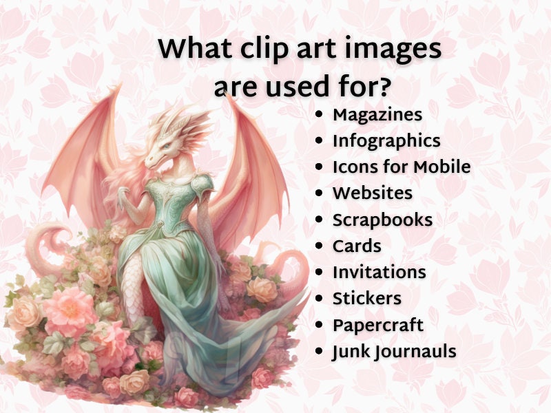 Fairy Dragon Clipart, Fantasy Magic Dragons, Princess and Dragon, Cute ...