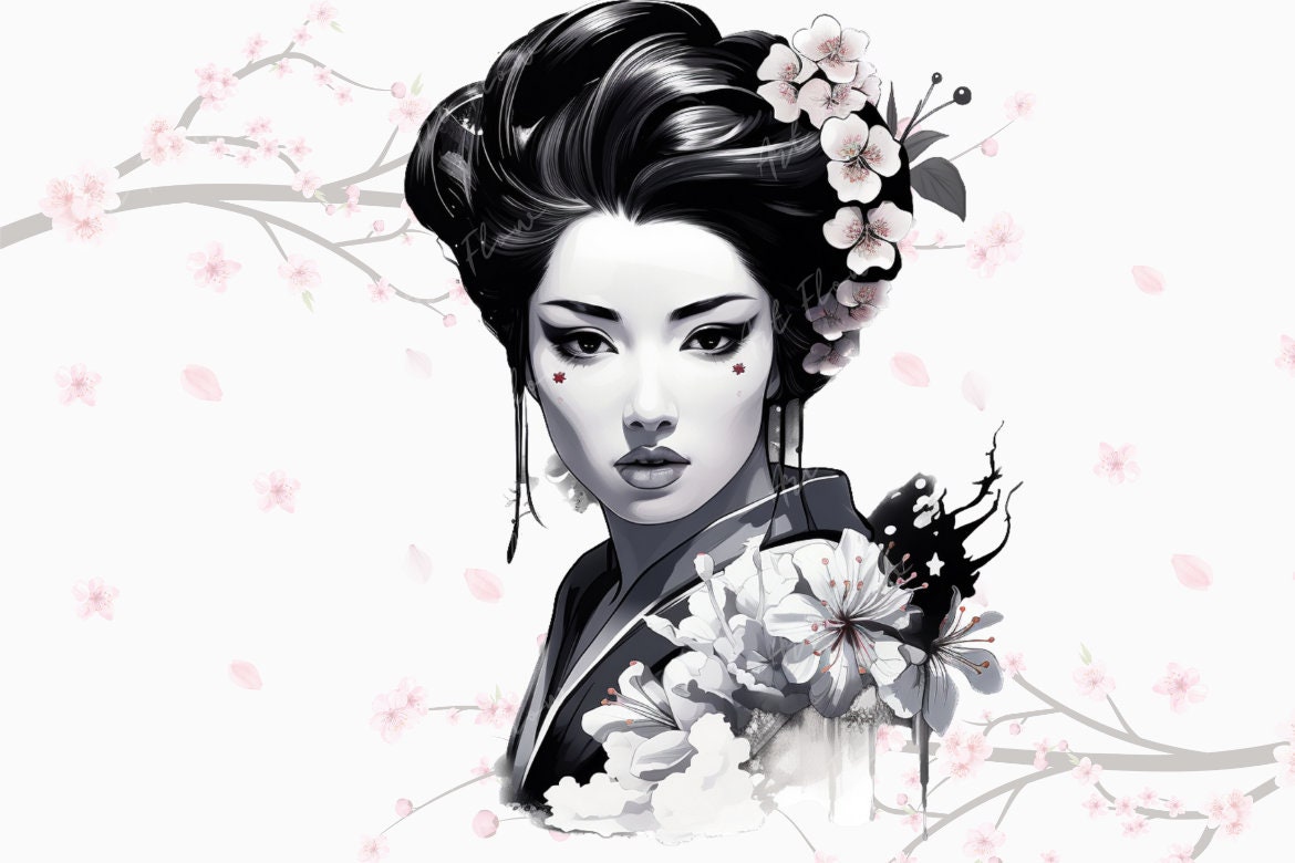 Geisha Realistic Clipart, Japanese Inspired, Geisha Png, Japanese Png ...