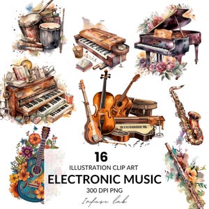 Watercolor Kids Music Clipart, Instruments Pngs for Teachers, Parties ...