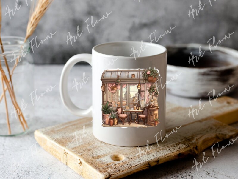 Watercolor Coffee Shop Clipart, Cute Coffee Shop, Coffee Clipart, Cafe ...