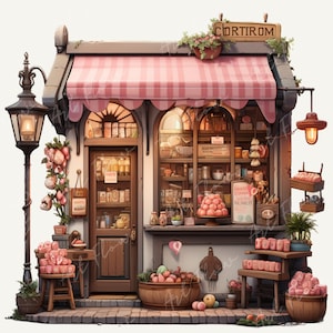 Watercolor Candy Shop Clipart Bundle, City of Sweets, Candy Store ...