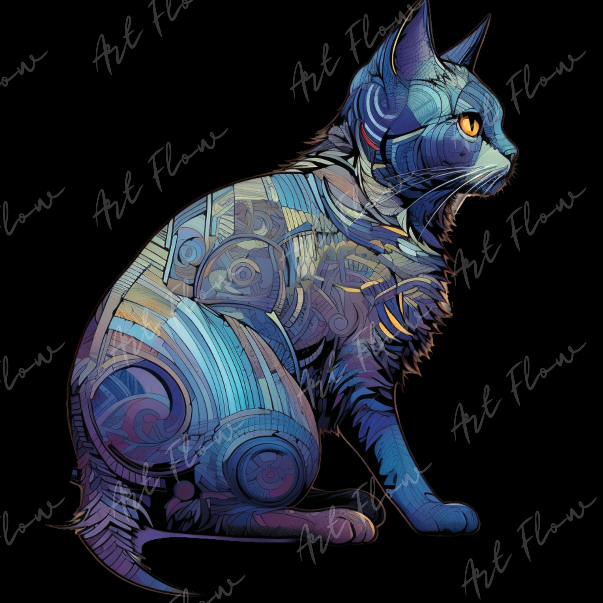 Psychedelic Cat Clipart Bundle, Psychedelic Weirdcore, Cat Clipart ...