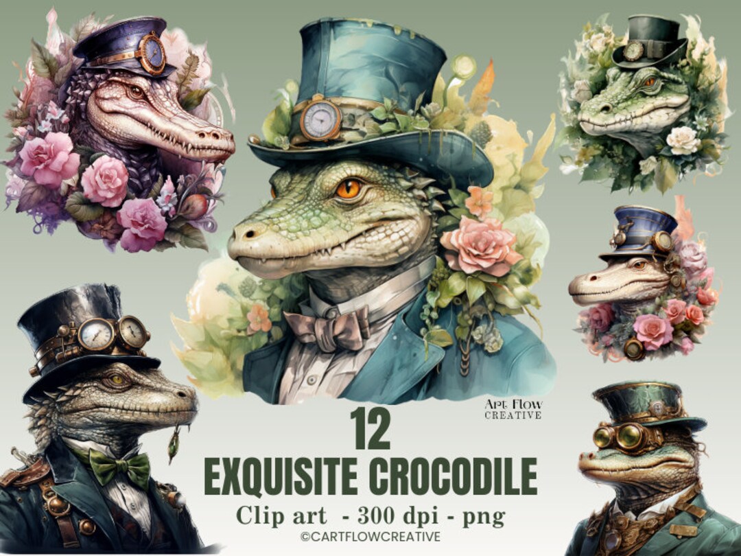 Crocodile Alligator Clipart Png Set, Reptile Art, Alligator Print ...