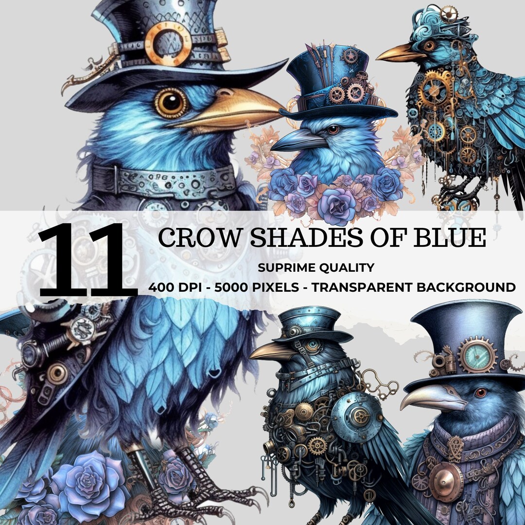 Steampunk Birds Clipart Bundle, Steampunk Crow, Birds Flowers, Colorful Birds, Birds on Branch ...