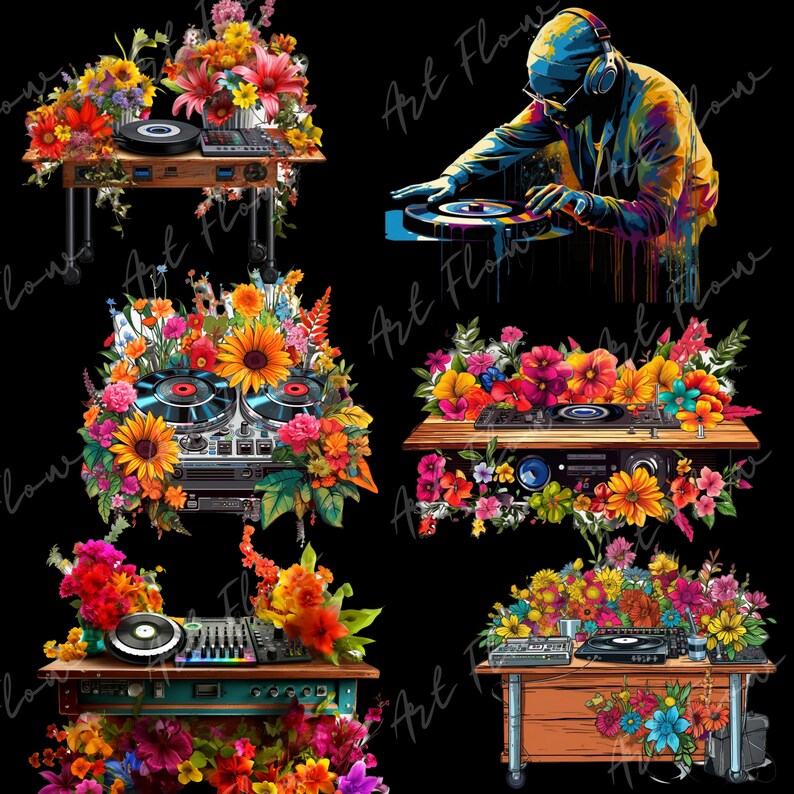 Cool Music Clipart Bundle, Watercolor Eletronic Muscic, Colorful Art ...