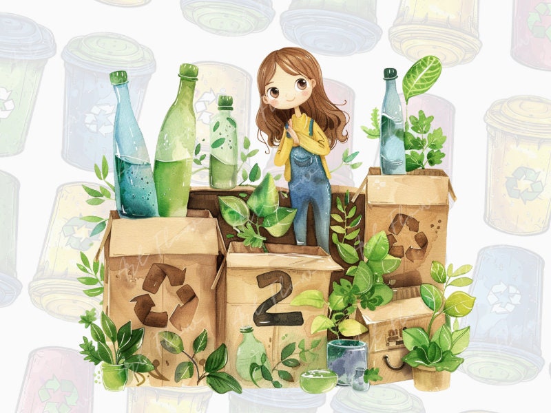 Recycling Clip Art, Earth Day Clipart, Eco Friendly Clipart, Compost ...