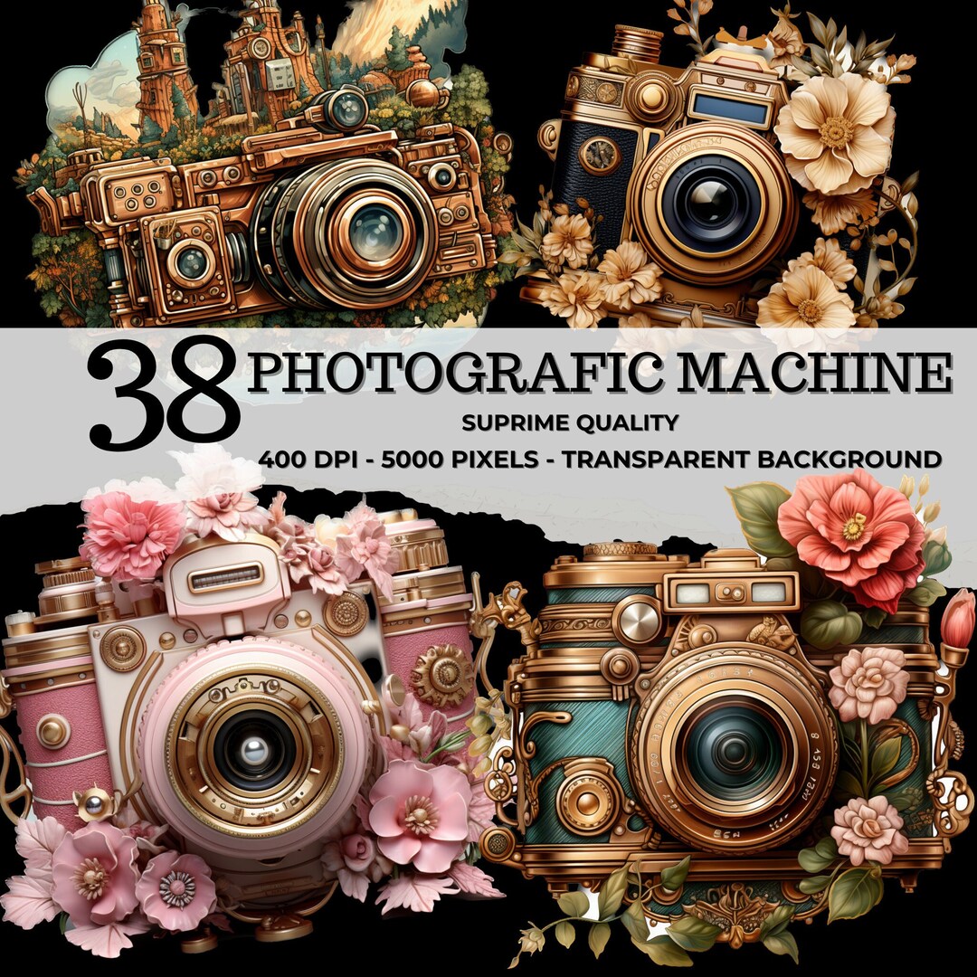 Vintage Photographic Camera Clipart Set - Photo Camera - Watercolor ...