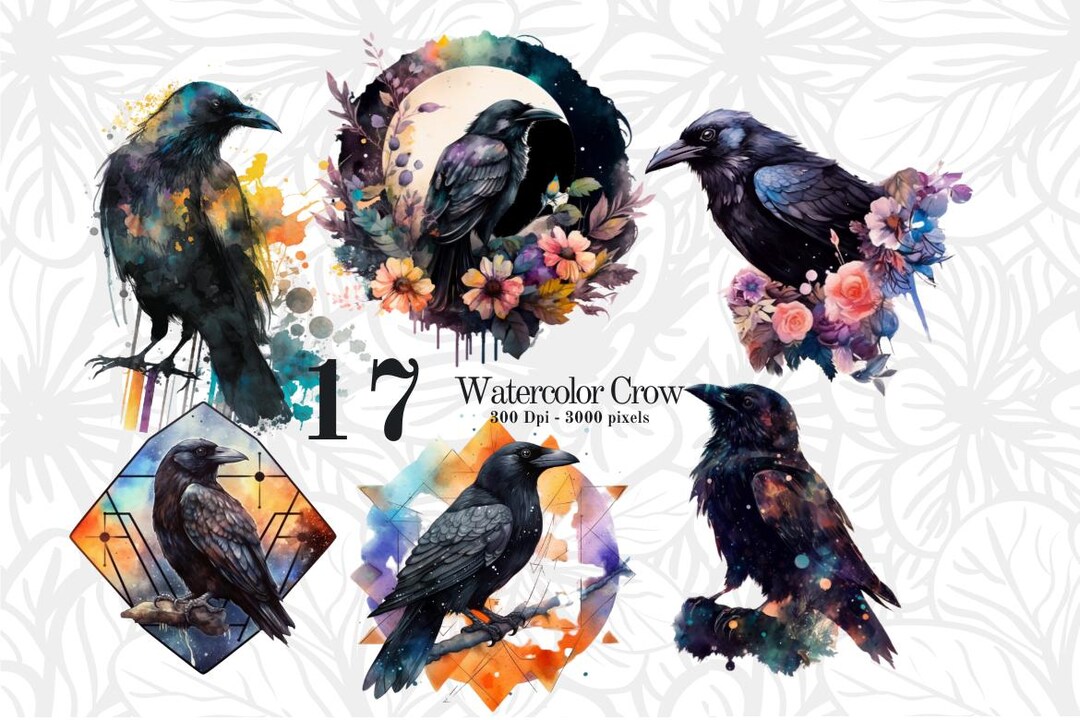 Raven and Crow Designs Bundle PNG Digital for Laser Engraving or Print ...