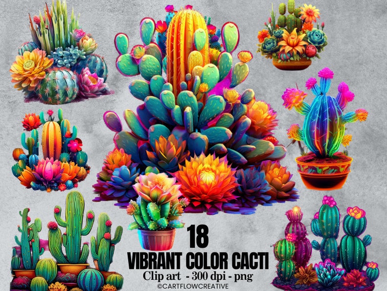 Watercolor Cactus Clipart Png Set - Desert Cacti PNG Format Instant ...