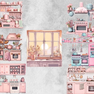 Kitchen Clipart Bundle, Watercolor PNG/JPG, Transparent Background, DIY ...